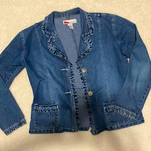 Cosmopolitan | Jackets & Coats | Vintage Denim Ruffled Blazer | Poshmark